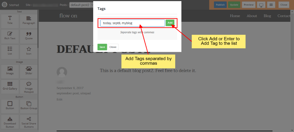 Add Tags to Blog Post – SitePad