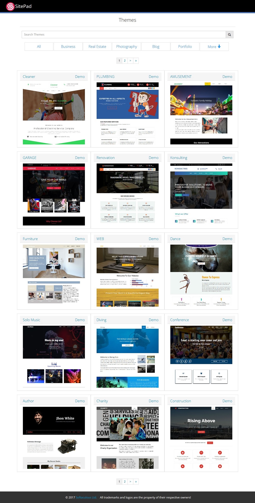 List Themes on your website – SitePad