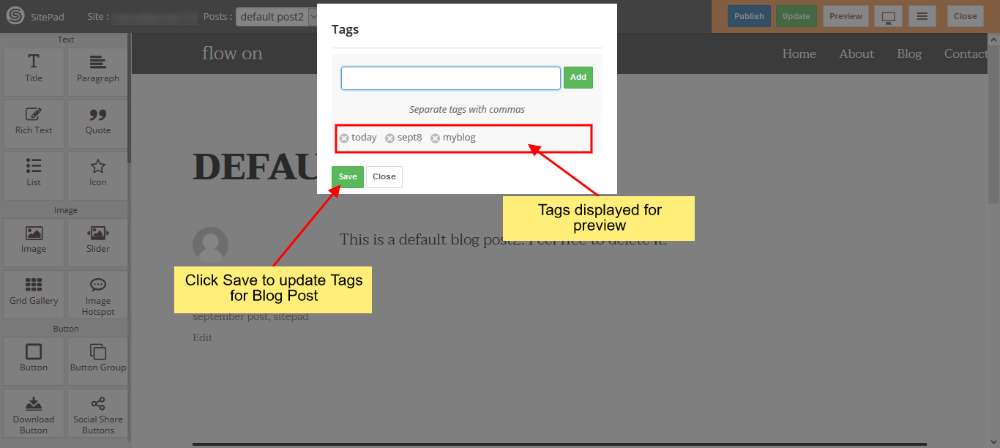 Add Tags to Blog Post – SitePad