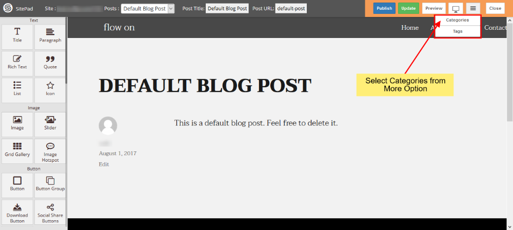 Add Categories to Blog Post – SitePad